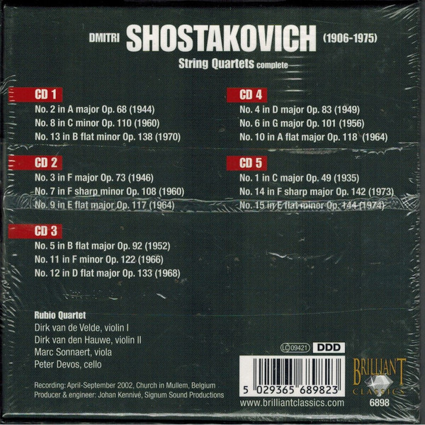 Dmitri Shostakovich - Rubio Quartet - String Quartets (Complete) (CD) | Дюкян Меломан